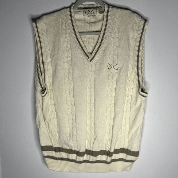 Izod | Sweaters | Izod Classic Cable Knit Sweater Vest Cream With Gray ...